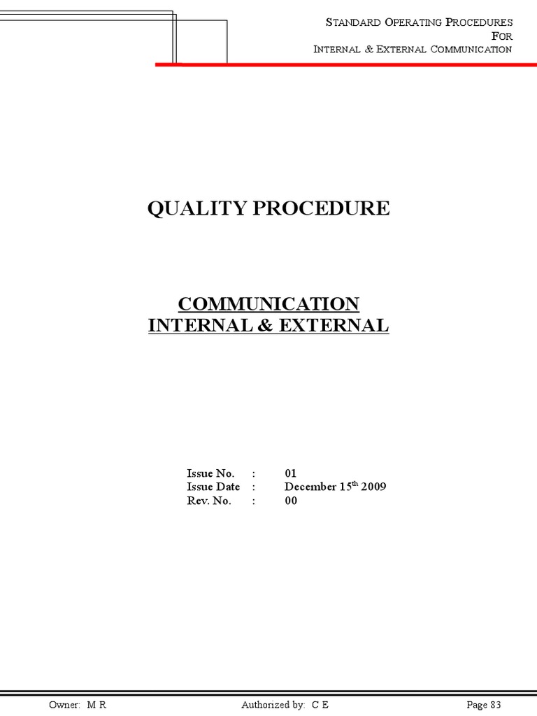 SOP-11 (Cominication Internal - External) | PDF | Memorandum | Government