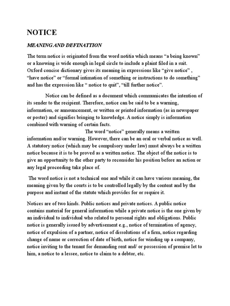 Notice | PDF | Advocate | Lease