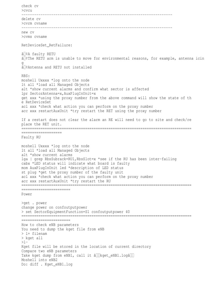 Moshell Commands | PDF | Computer Architecture | Computing
