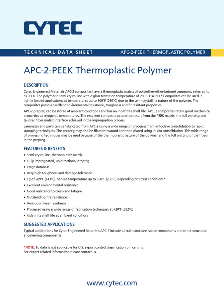 Material Apc-2 Peek Cytec | PDF | Strength Of Materials | Composite ...