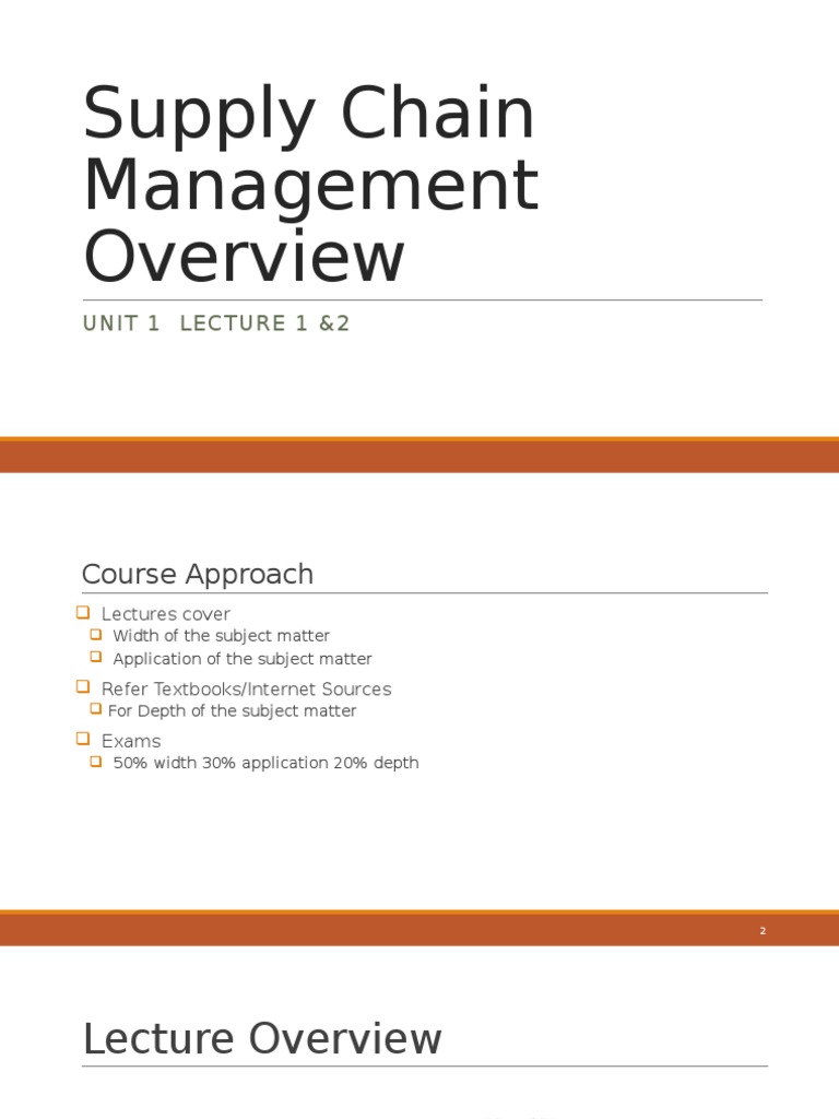 Unit 1 Lectures 12 Supply Chain Management Overview | PDF | Supply ...