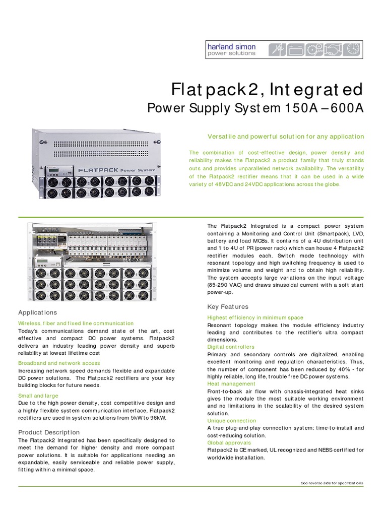 Flatpack2 Integrated Power Supply System | PDF | Electric Power System ...