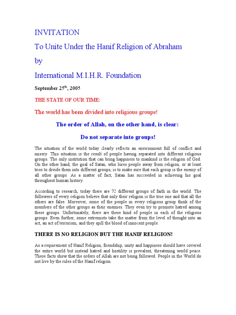 Hanif Religion in Bible | PDF | God In Islam | Abrahamic Religions