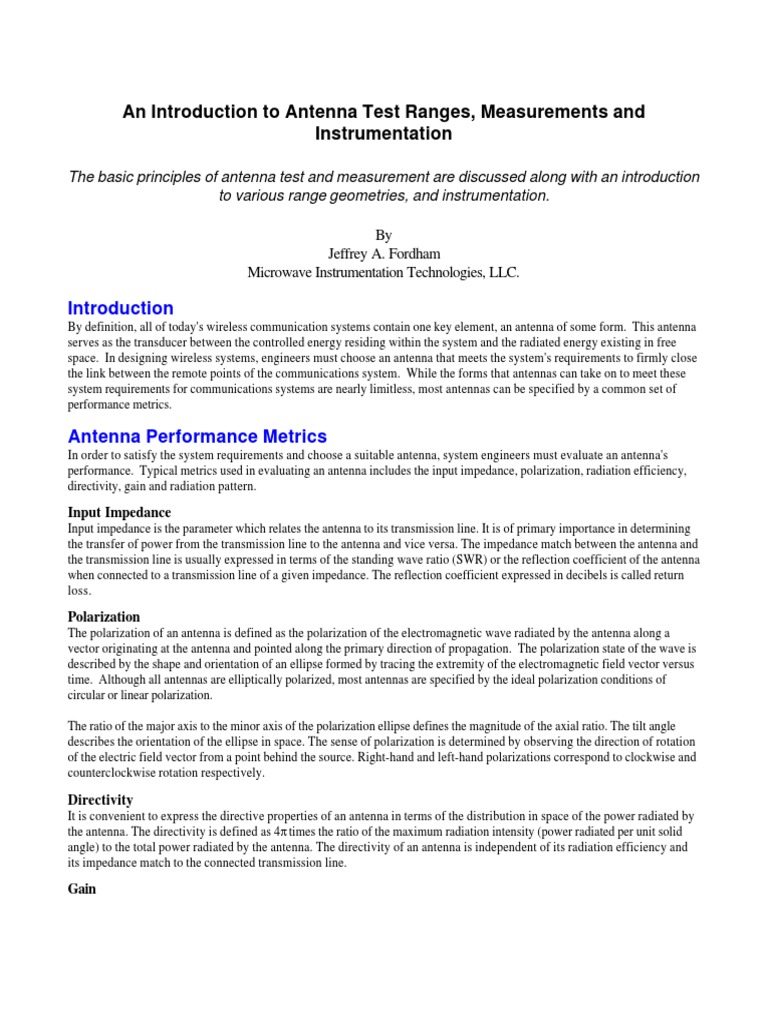 Introduction To Antenna Test Ranges Measurements Instrumentation | PDF ...