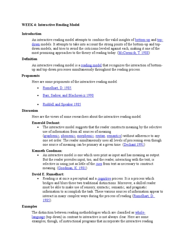 Lesson 4 - Interactive Reading Model | Top Down And Bottom Up Design ...