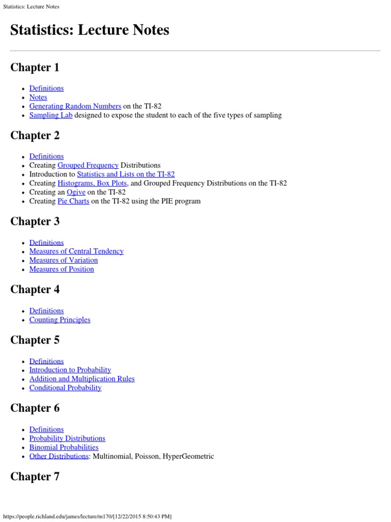Statistics: Lecture Notes | PDF | Finance & Money Management | Computers