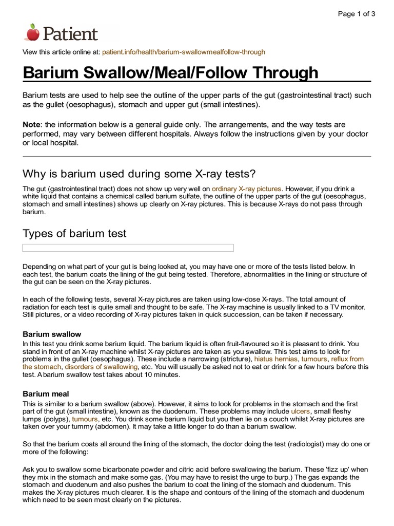 Barium Swallow/Meal/Follow Through: Why Is Barium Used During Some X ...
