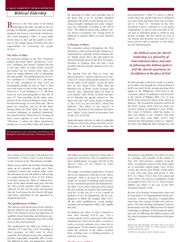 Biblical Eldership | PDF | Elder (Christianity) | Paul The Apostle