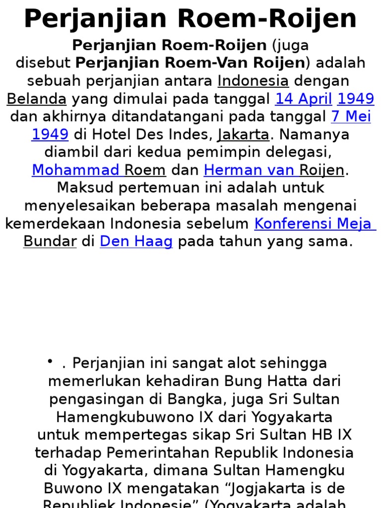 Perjanjian Roem Roijen | PDF | Politik | Perjalanan