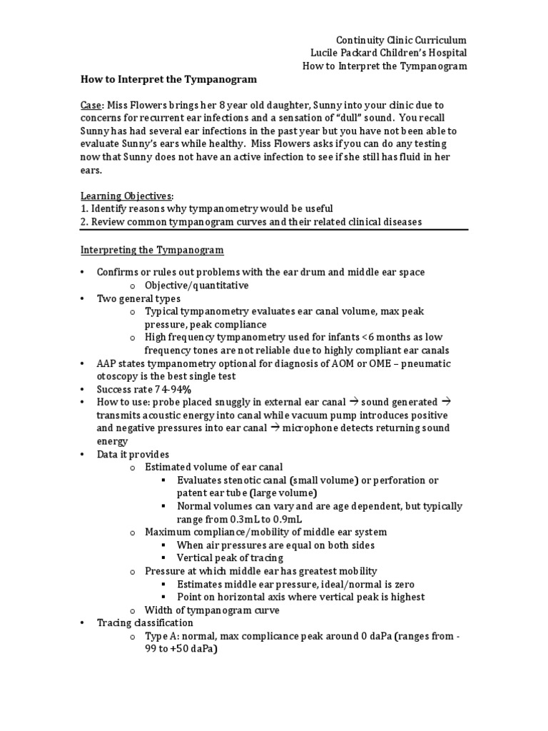 How To Interpret The Tympanogram | PDF | Ear | Auditory System