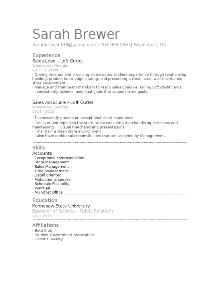 Sarah Resume | PDF