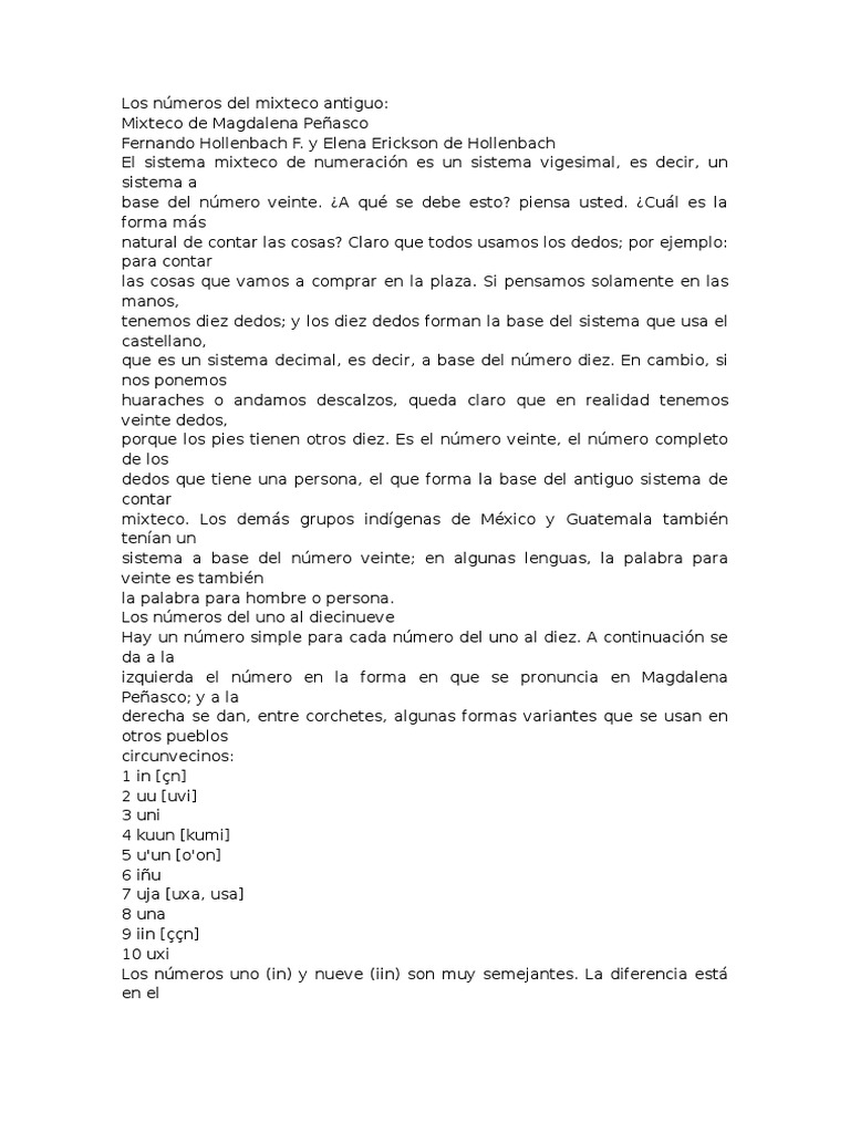 Los Números Del Mixteco Antiguo | PDF | Cultura de las Americas ...