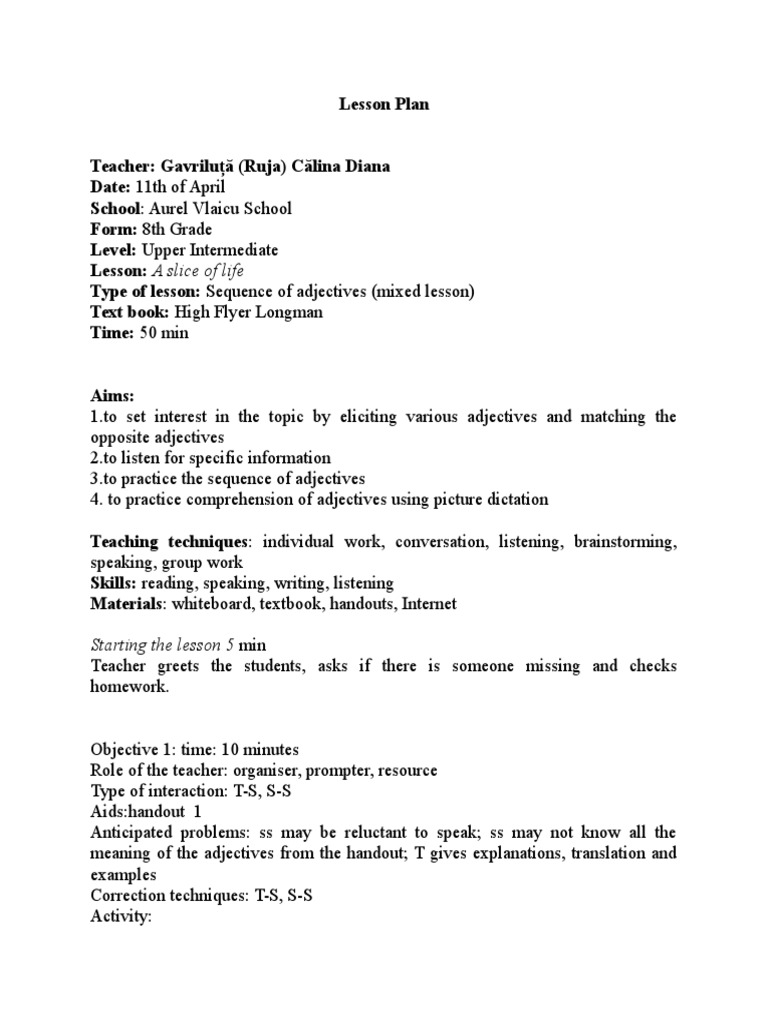 Lesson Plan 8th Grade | PDF | Lesson Plan | Reading Comprehension