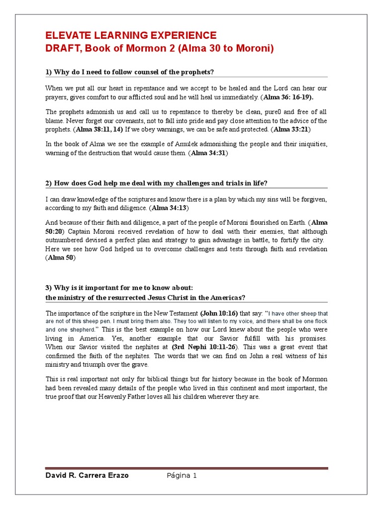 Draft Elevate Learning Experience | PDF | Book Of Mormon | Abrahamic Religions
