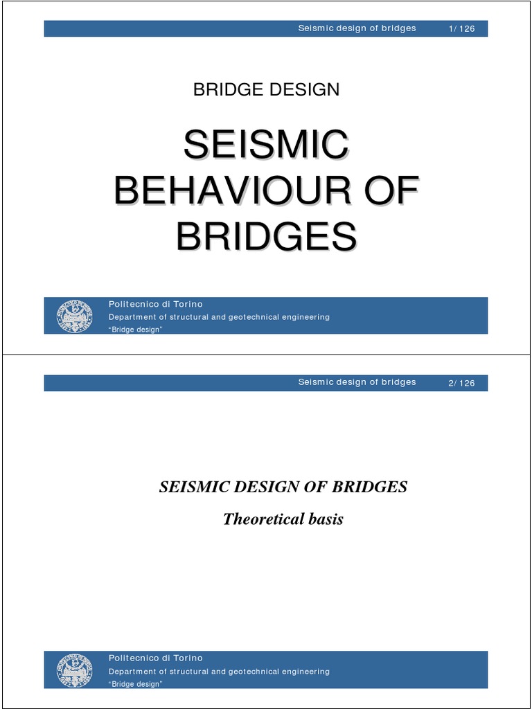 Les - 16 - Seismic Design of Bridges | PDF | Earthquake Engineering | Geotechnical Engineering