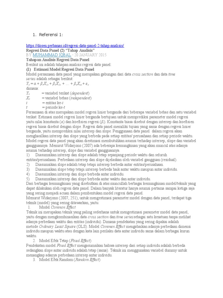 Analisis Data Panel | PDF