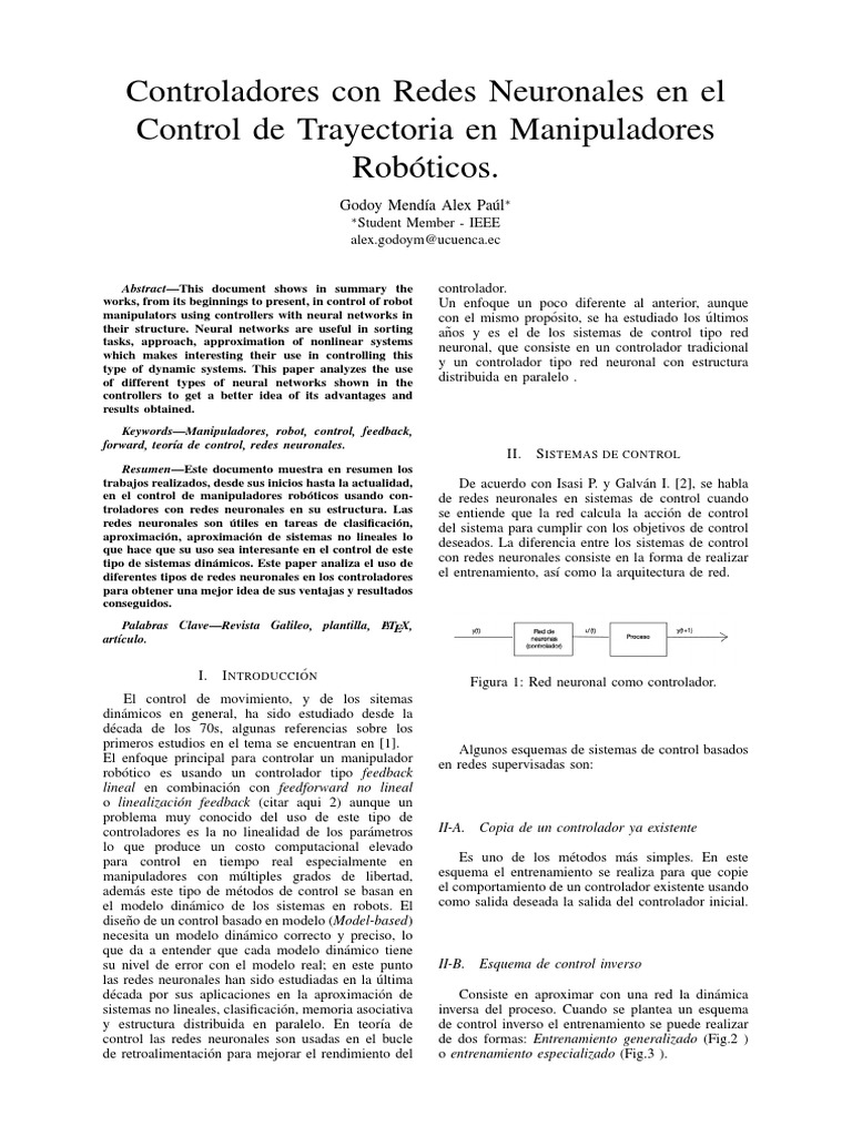 Controladores en Redes Neuronales en El Control de Trayectoria de ...