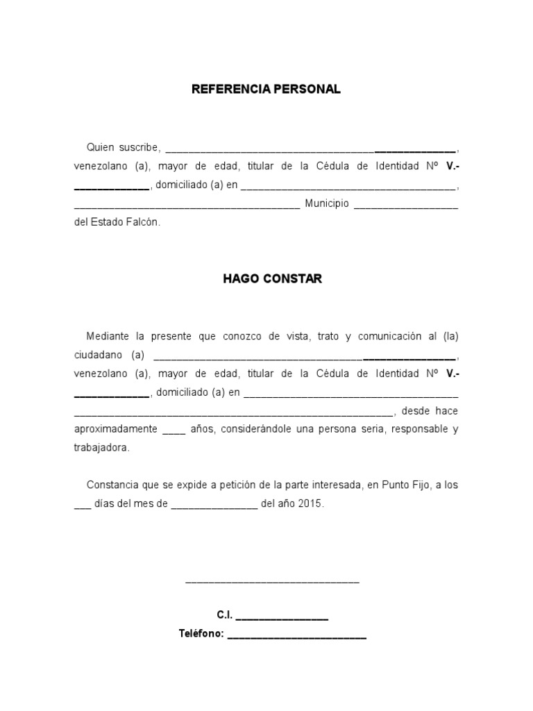 Formato Referencia Personal | PDF | Ciencias sociales