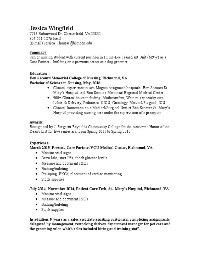 Senior Nursing Student Profile | PDF