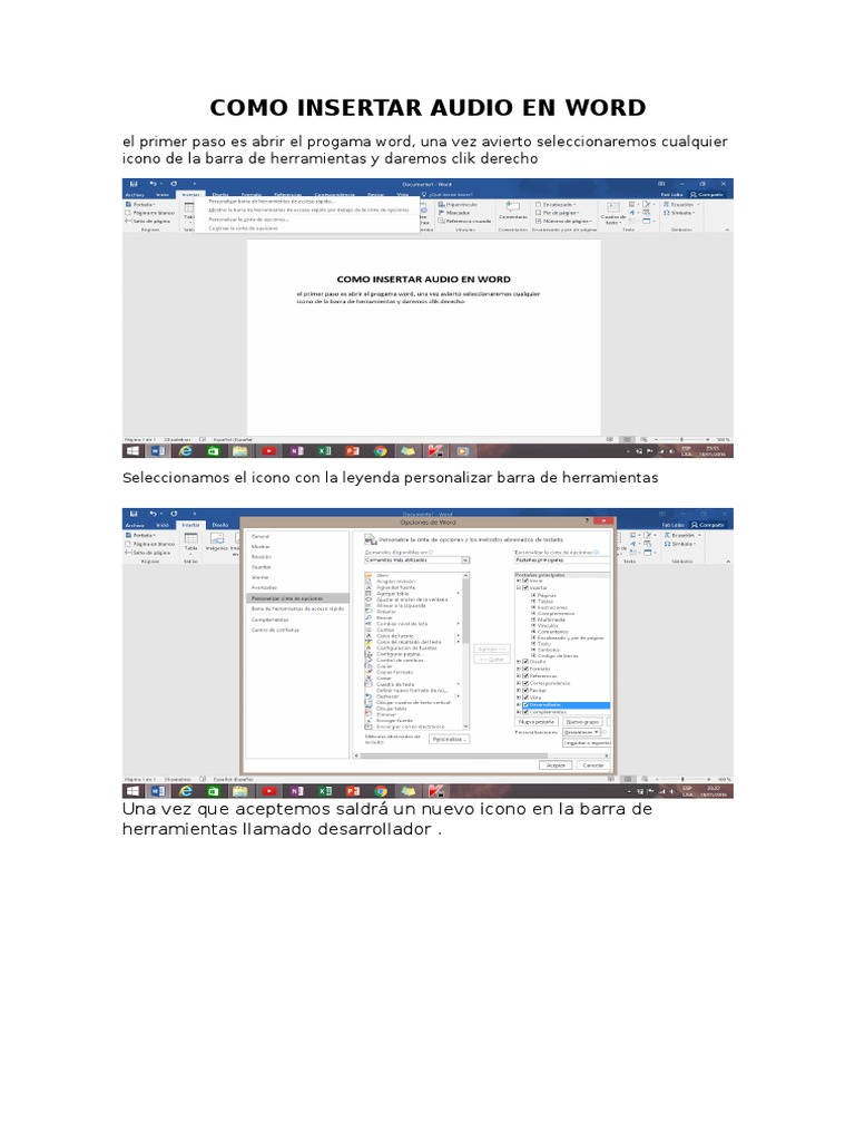 Como Insertar Audio en Word