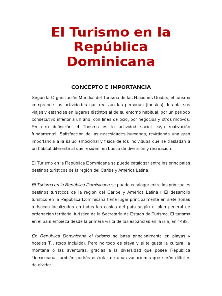 Turismo en República Dominicana: Historia y Desarrollo | PDF ...
