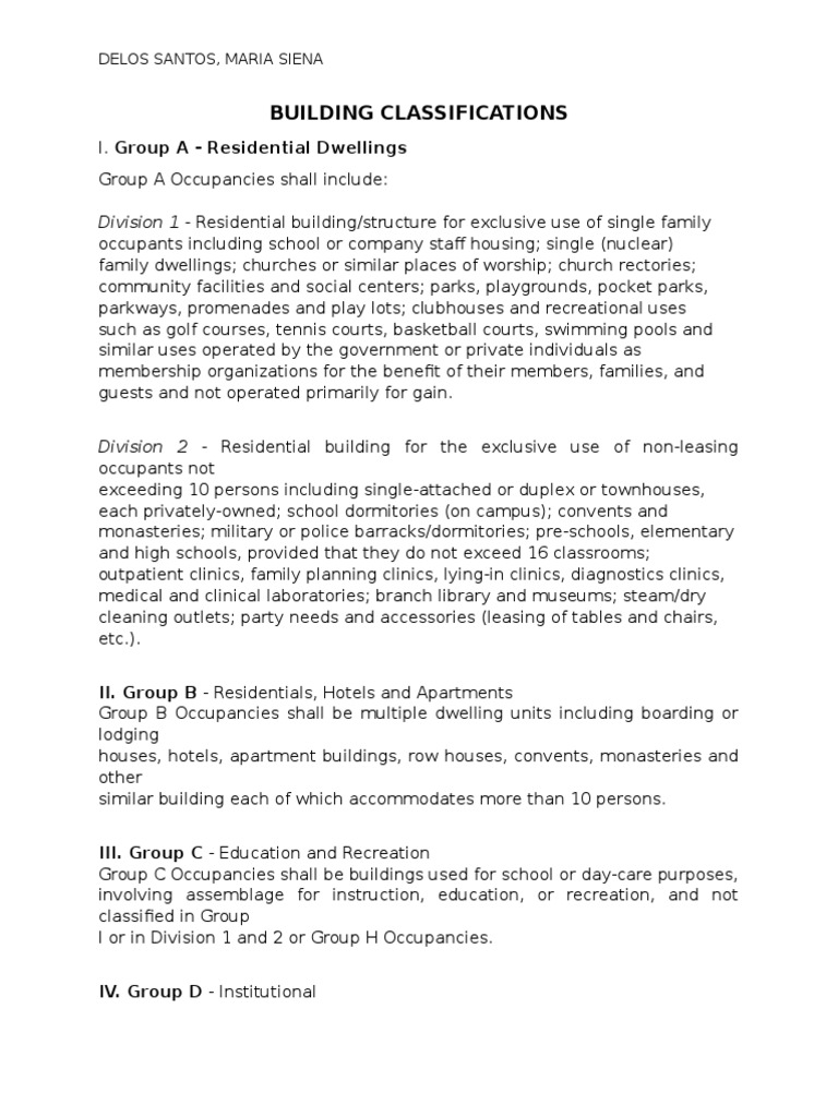 Building Classifications | PDF | Flammability | Hospital And Clinic