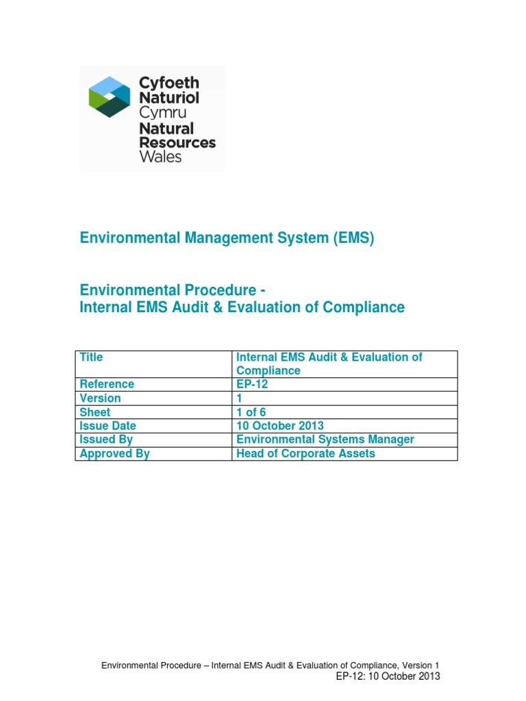 EP-12 - Internal EMS Audit and Evaluation of Compliance | PDF | Audit ...