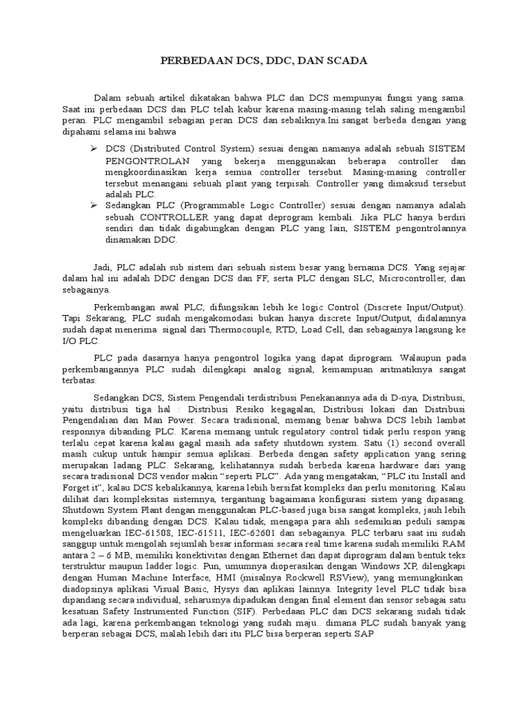 Perbedaan DCS, DDC, Scada | PDF
