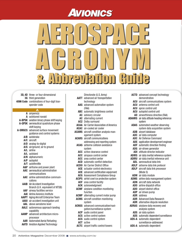 Avionics Magazine - Aerospace Abbreviation Guide | PDF | Air Traffic ...