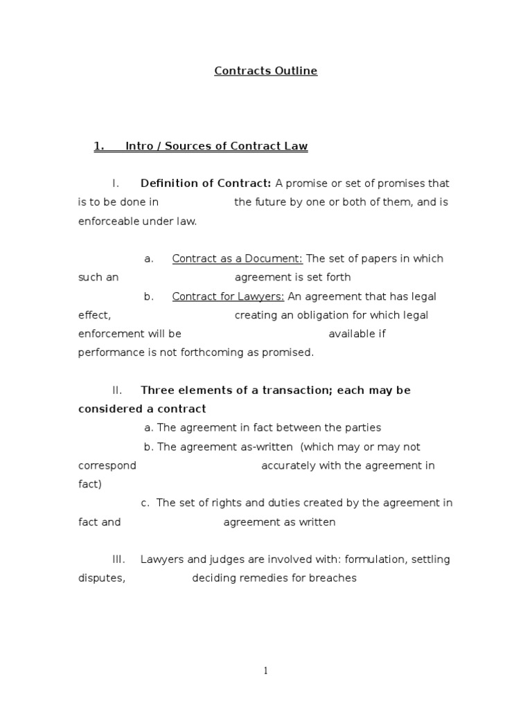 Contracts Outline | PDF | Finance & Money Management | Social Science