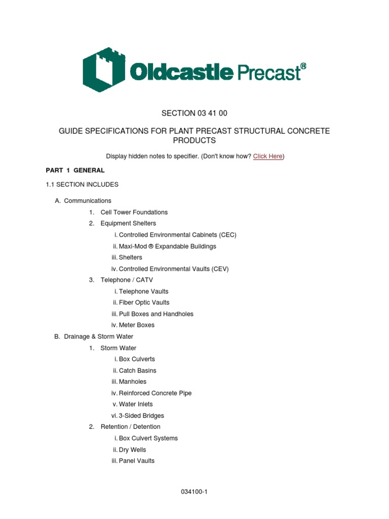 Oldcastle Precast Catch Basins Specification | PDF | Concrete ...