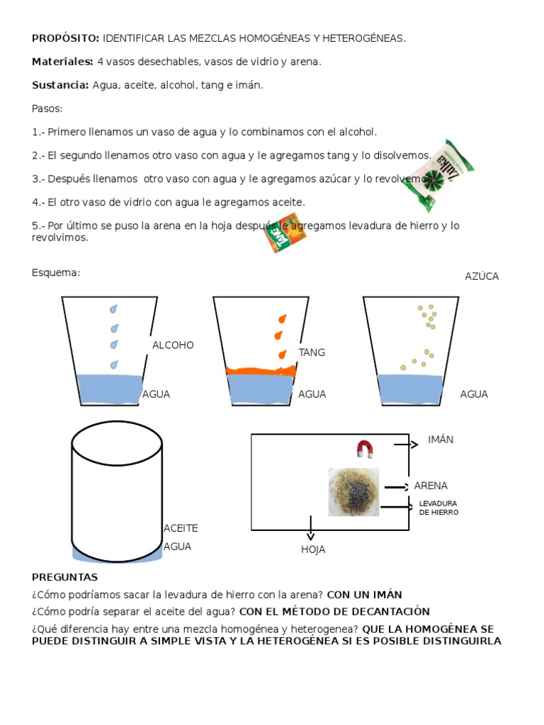 Mezclas Homogéneas y Heterogeneas | PDF | Cocina, comidas y vino