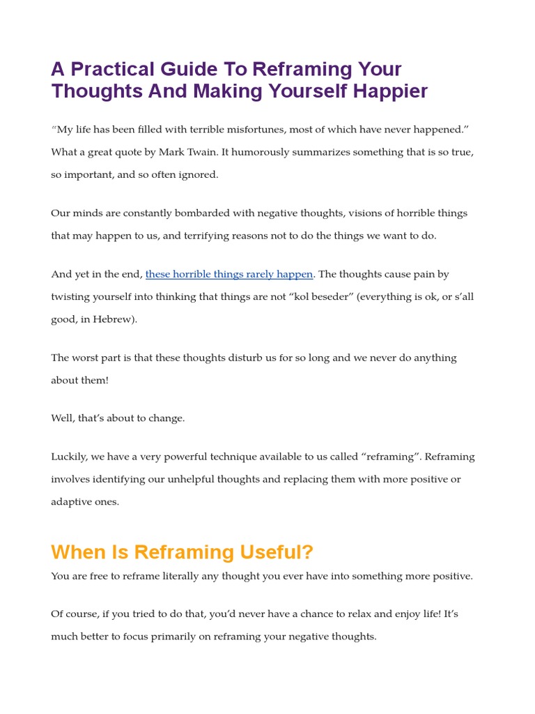 A Practical Guide to Reframing Your Thoughts and Making Yourself ...