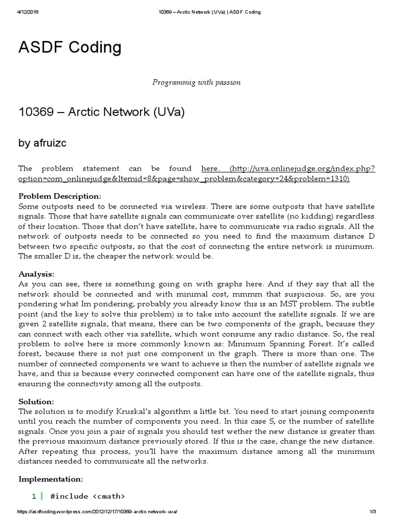 Arctic Network (UVa) - ASDF Coding | PDF | Combinatorics | Theoretical Computer Science