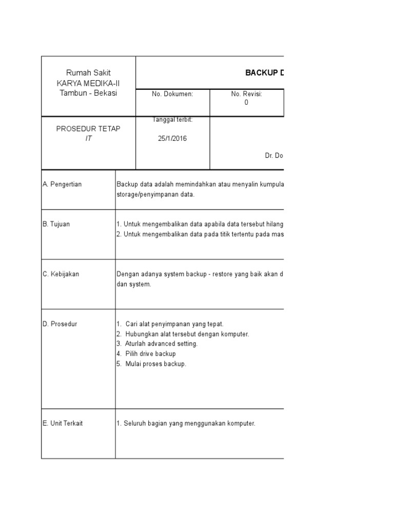 Sop Backup Data | PDF