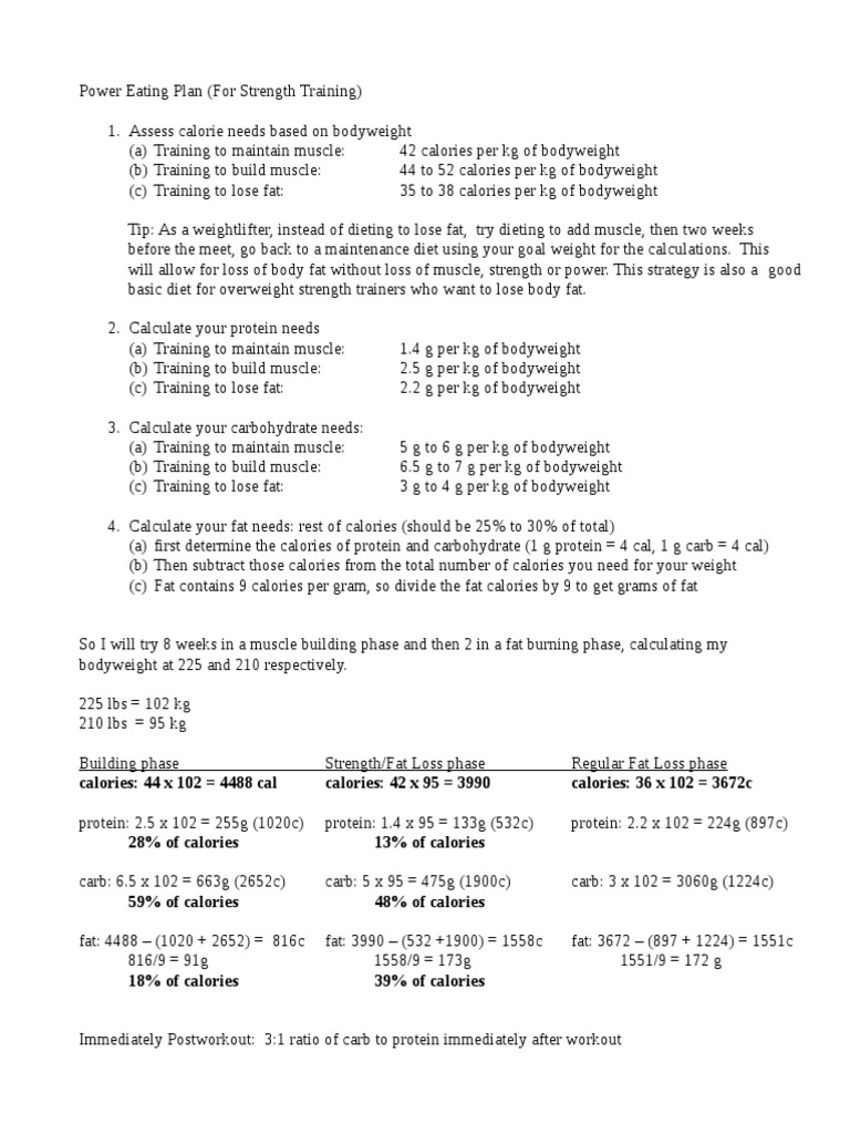 Power Eating Plan | Download Free PDF | Dieting | Strength Training