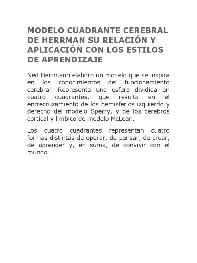 07 Teoría de Hermann | PDF | Cerebro | Aprendizaje