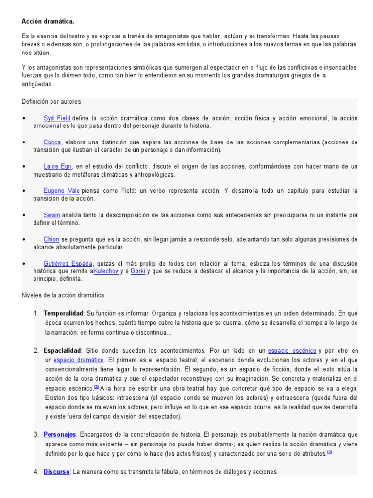 La esencia del teatro: La acción dramática | PDF | Estética | Teatro