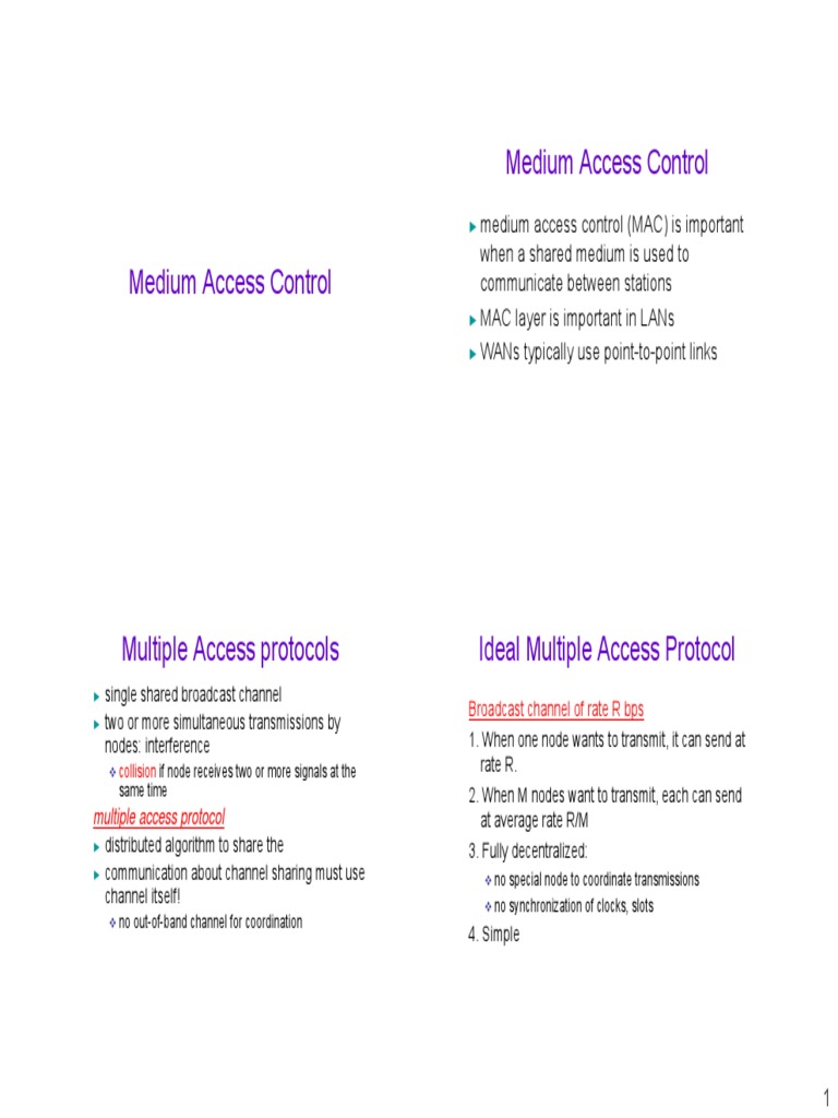 Medium Access Control | PDF | Channel Access Method ...