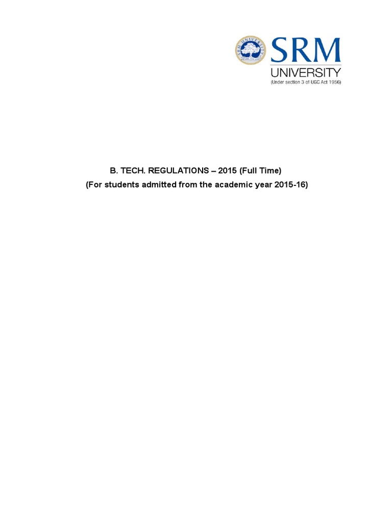 Btech Regulations 2015 16 | PDF | University And College Admission | Academic Degree