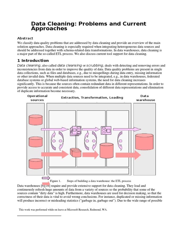 Data Cleaning: Problems and Current Approaches | Download Free PDF | Data Warehouse | Sql
