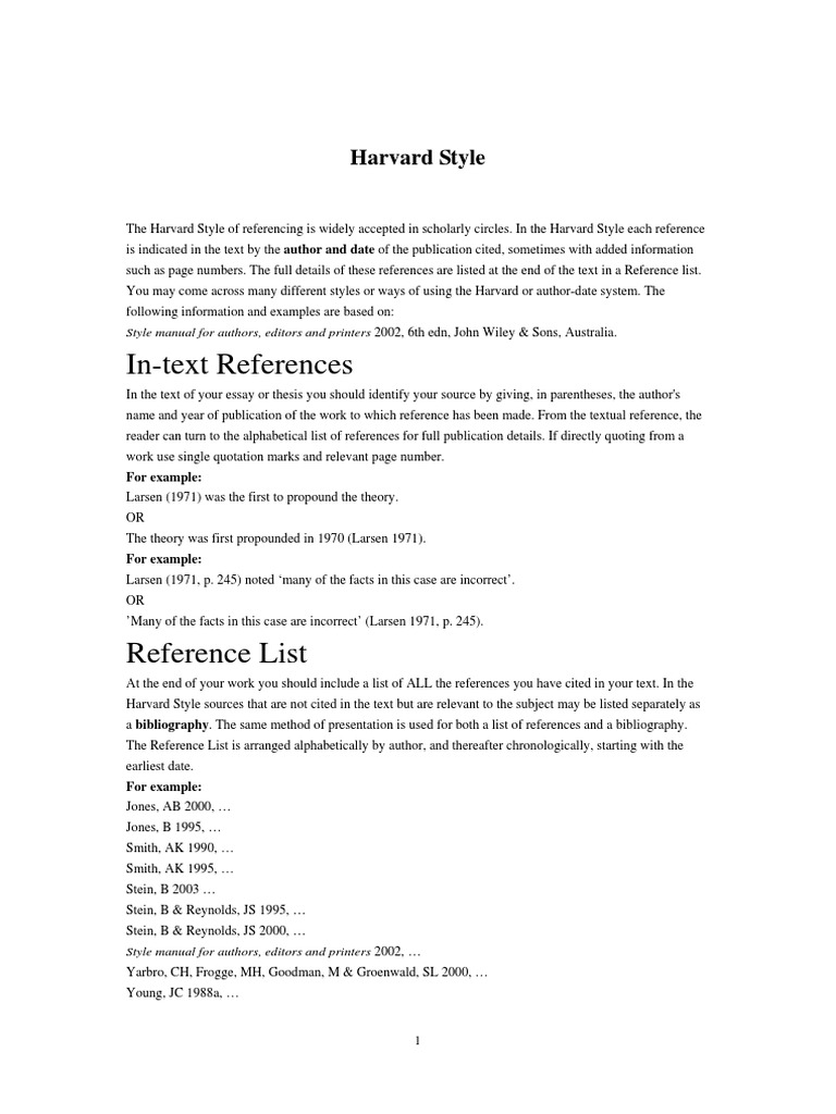 In-Text References: Harvard Style | Download Free PDF | Citation | Writing
