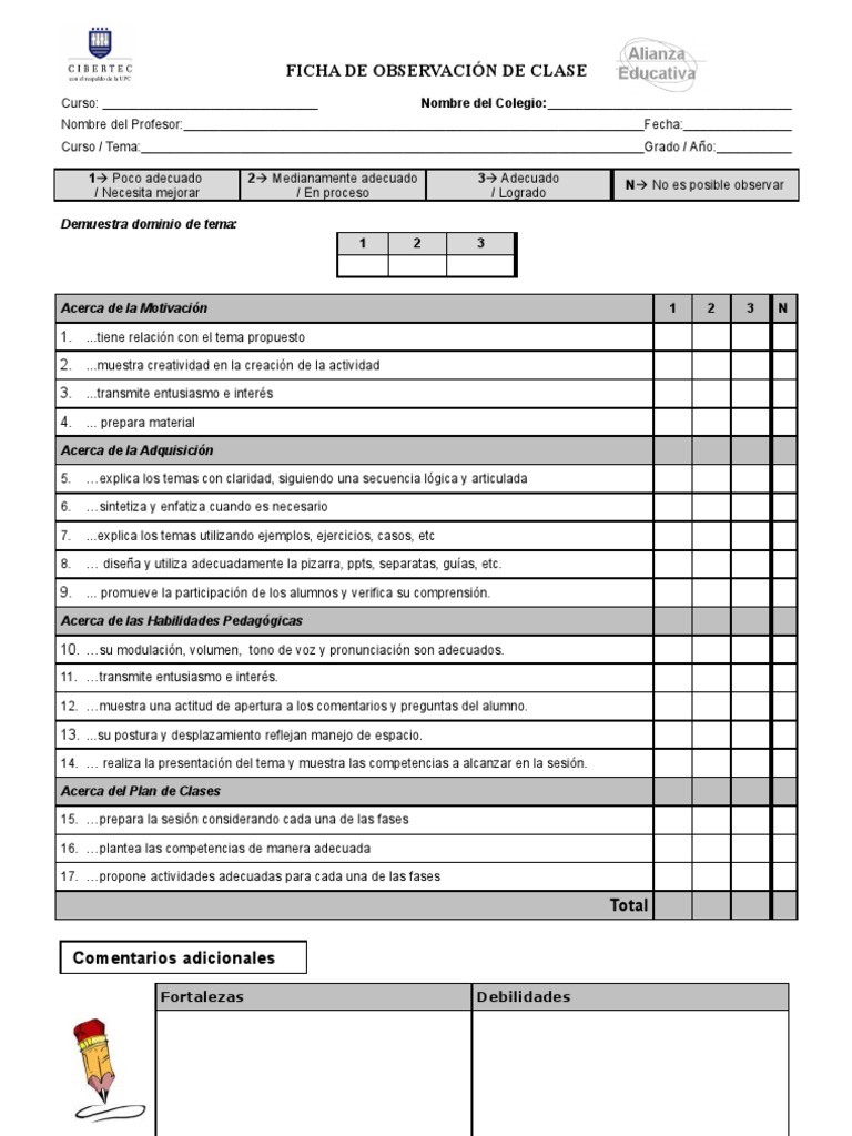 FICHA DE OBSERVACION -Clases Maestras