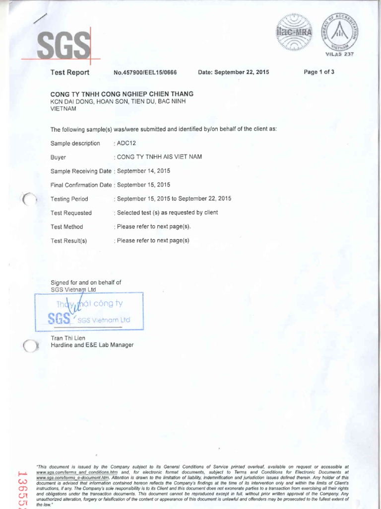 RoHS Test Report For ADC12 | PDF | Cadmium | Chromium