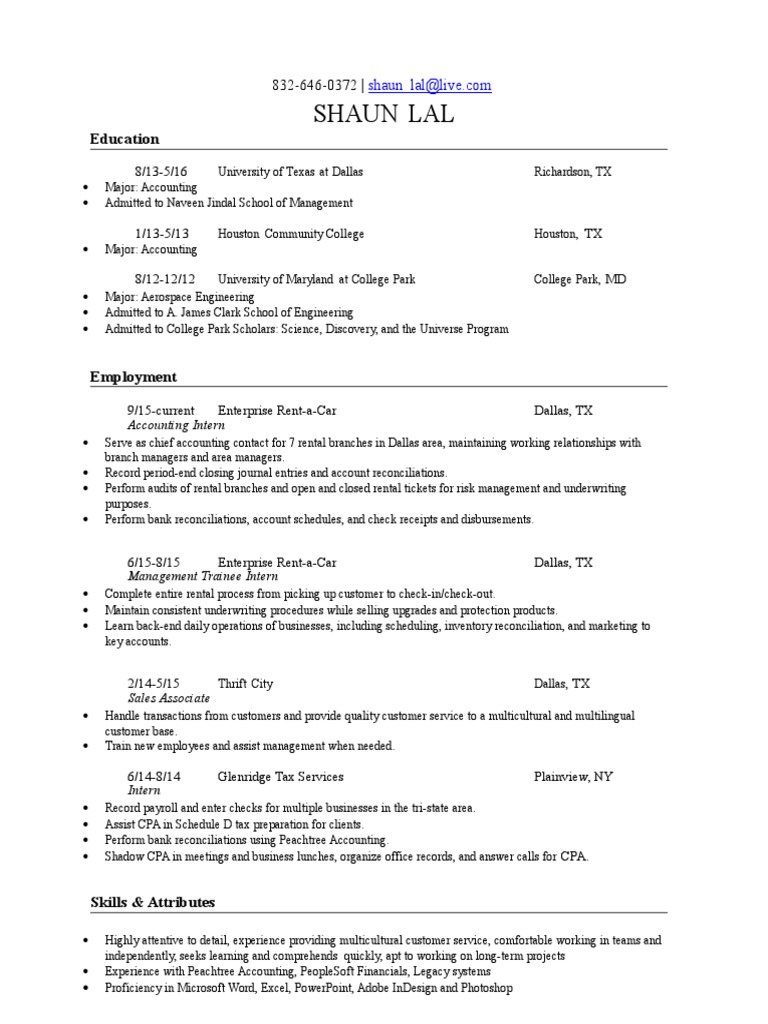 Shaun Lal's Accounting Resume | PDF