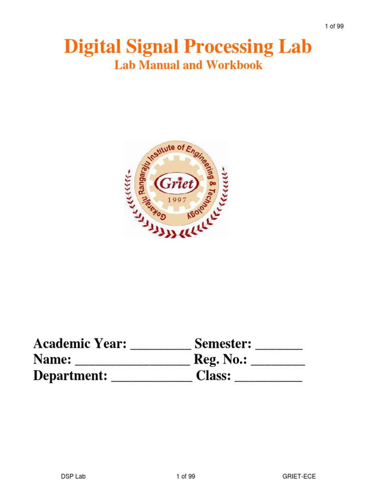Griet - DSP Lab Manual | PDF | Discrete Fourier Transform | Digital Signal Processing