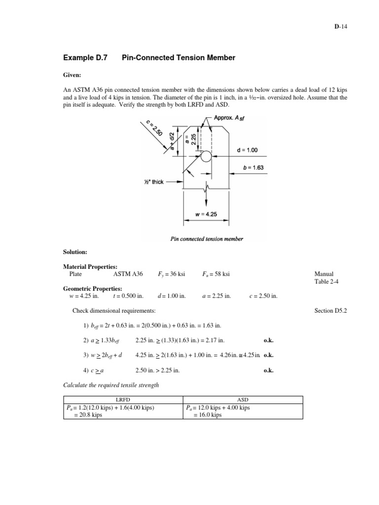 Pin Connected Tension Member | PDF | Building Technology | Chemistry
