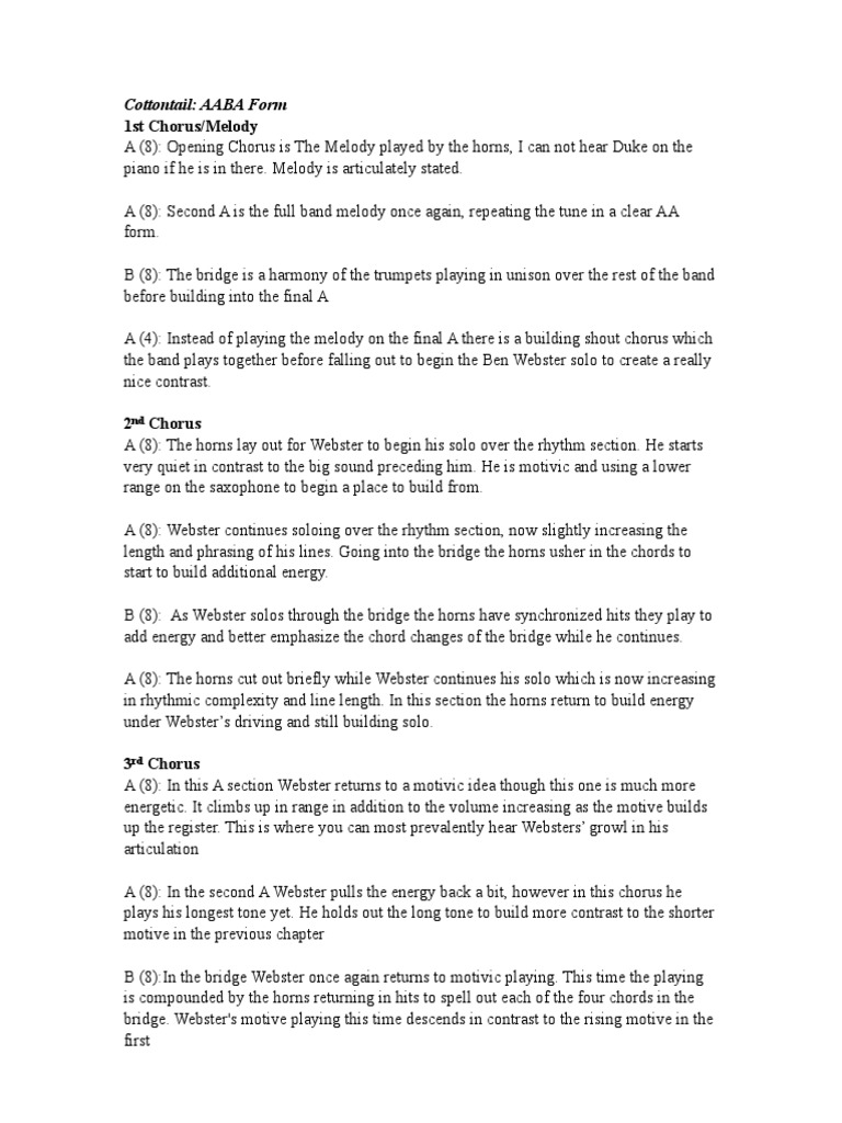 Cottontail Outline Geoffrey Dean | PDF | Refrain | French Horn