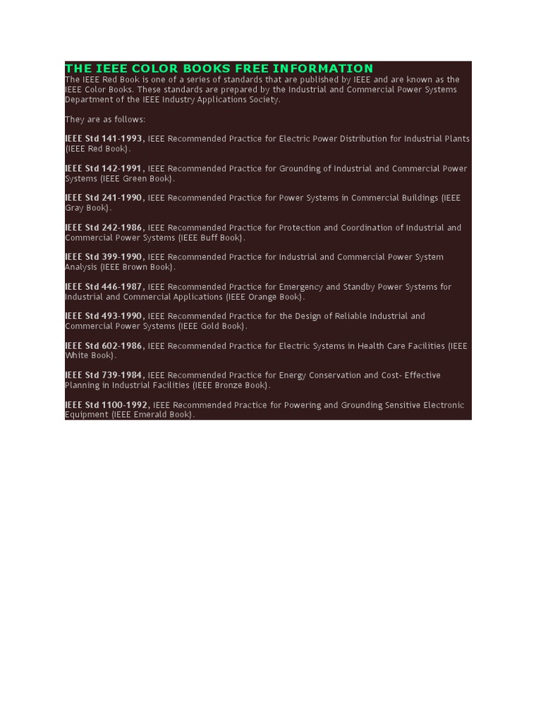 The Ieee Color Books Free Information | PDF