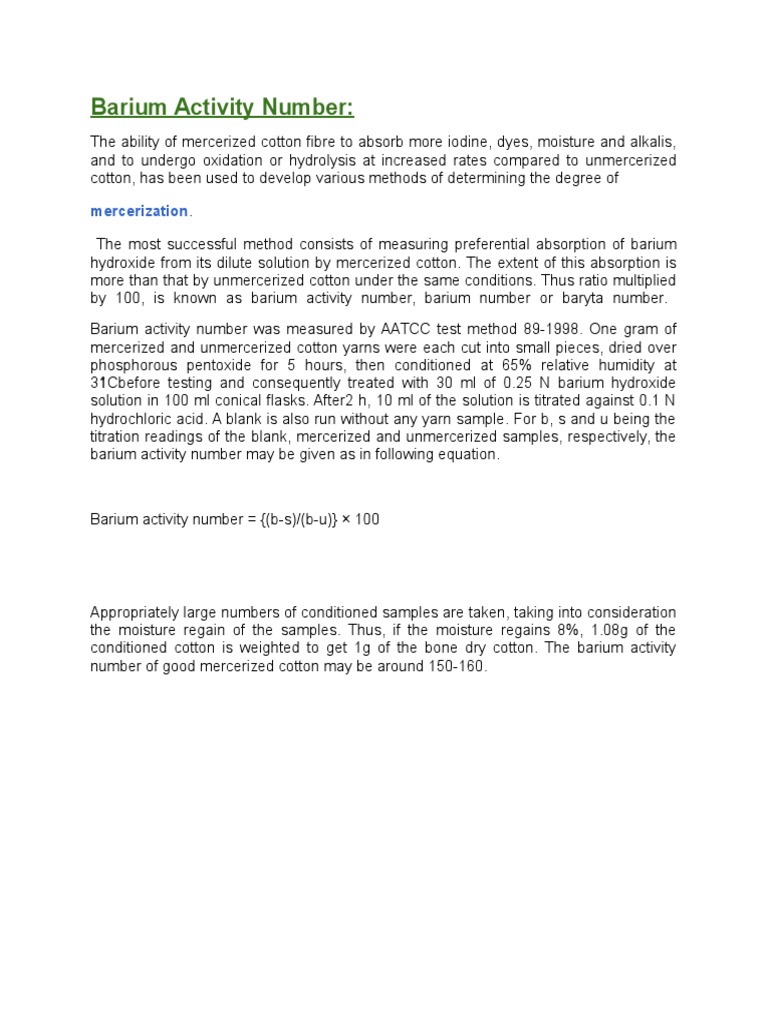 Barium Activity Number | PDF | Science & Mathematics